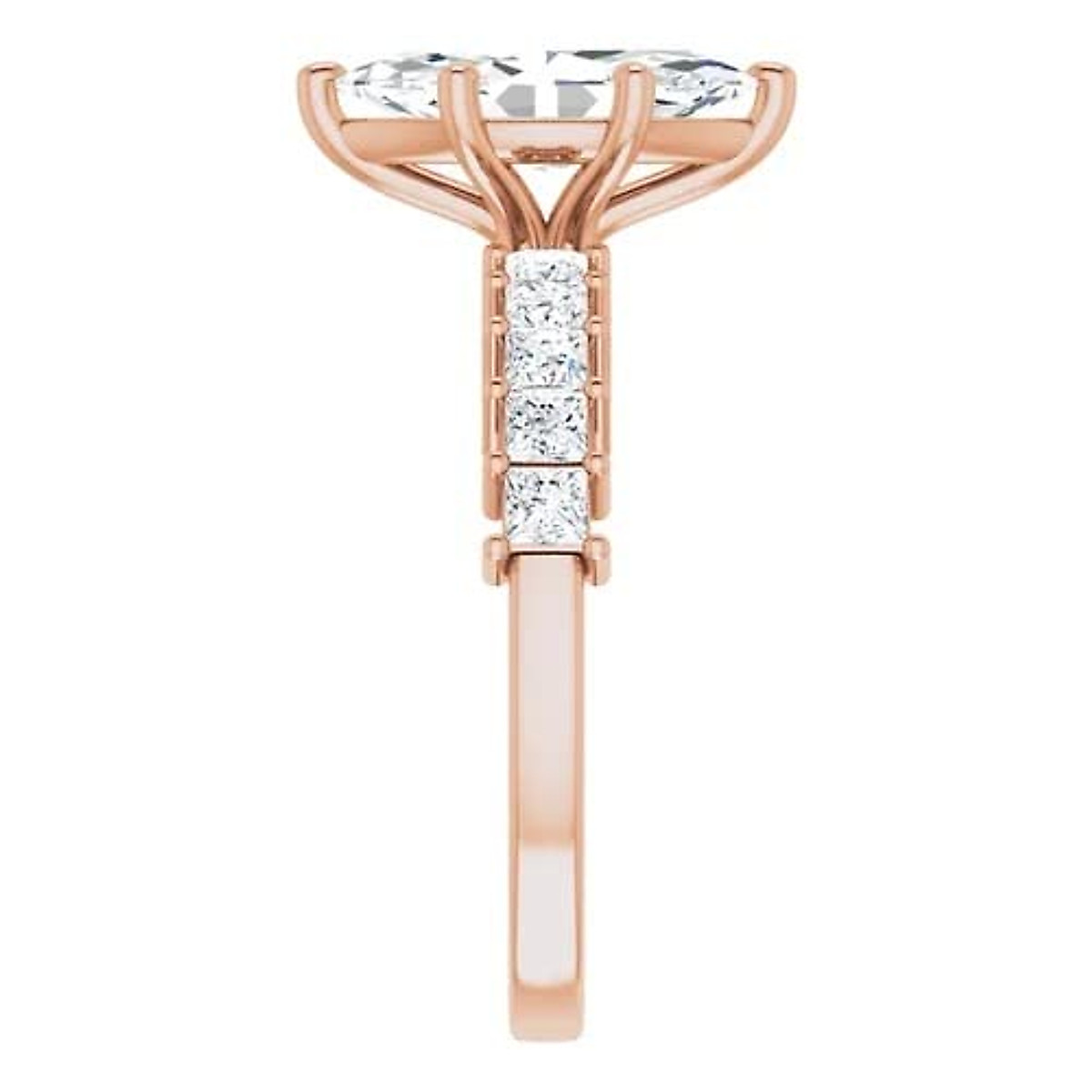 Moissanite Gems 2 CT Marquise Moissanite Engagement Ring Colorless VVS1 10K 14K 18K Rose Gold & 925 Sterling Diamond Accent Ring Anniversary Bridal Ring Set Valentine Gift for Her