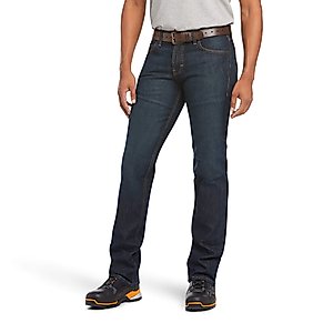 ARIAT Men's Rebar M7 Slim DuraStretch Basic Stackable Straight Leg Jean, Blackstone, 50 x 34