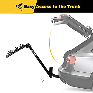 Bike Car Rack, 3 Bicycles Rack Mount Carrier with 2 in. Hitch Receiver, 143LBS Capacity Stable Steel Frame with Foldable and Tilt-Away Modes for Car SUV Truck Vans, Easy Assembly, Safe Locking, Black