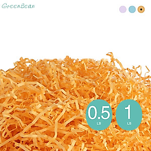 GREEN BEAN 0.5 LB Orange Crinkle Cut Paper Shred Filler for Gift Wrapping and Basket Filling, Shredded Paper for Gift Baskets, Crinkle Paper for Gift Box