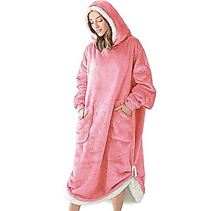 BEDELITE Wearable Blanket Hoodie, Oversized Cozy Warm Sherpa Hooded Blanket Adult, Long Sweatshirt Blanket for Women Men Teen