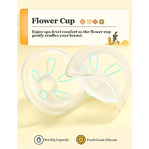 BIOBOO Hug Spa-Level Breast Pump Hands Free, Including Replacement Accessories, Hands Free Breast Pump, Double-Sealed Flower Flange - 24mm, 2 Pack