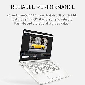HP Latest Stream 14" HD Laptop, Intel Celeron Processor, 4GB Memory, 64GB eMMC Storage, Fast Charge, HDMI, Up to 11 Hours Long Battery Life, Office 365 1-Year, Win 11 S, Microfiber Bundle, White