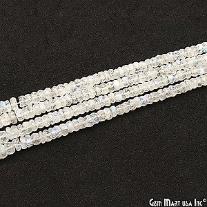 GemMartUSA Loose Gemstone 1 Strand Rainbow Moonstone Faceted Rondelle Beads, 3-4mm Micro Faceted Beds Strand, 13 inch Length AAA Quality, Blue Luster, GemMart USA (RLRM-70002)