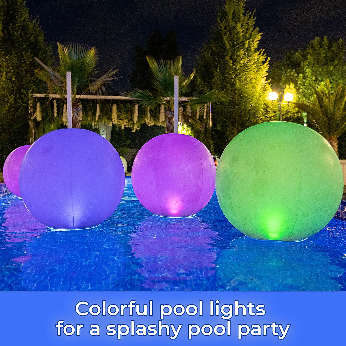 TIALLY Floating Pool Lights Solar Powered - 16" Full Moon Inflatable Led Lights for Pool, Floating Pool Light Ball for Swimming Pools, Ponds, Patio, Wedding, Pool Party Decor- 2 Pack