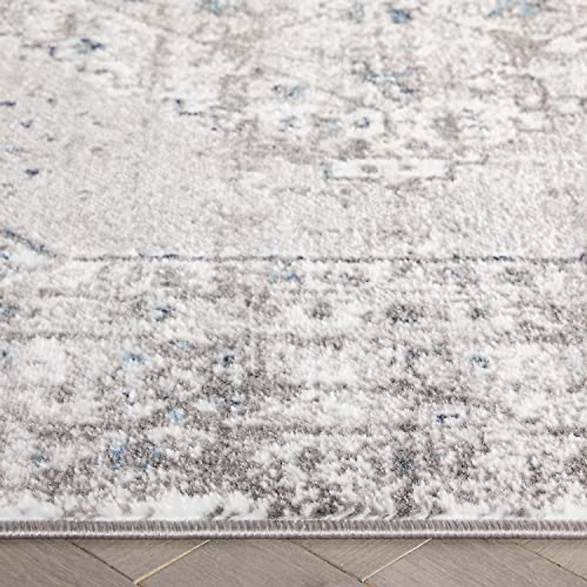Well Woven Dulcet Trieste Distressed Floral Medallion Pattern Ivory Grey 5'3" X 7'3" Area Rug