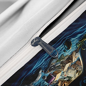 OPYINVZXX Music Duvet Cover Set Full Size, Bedding Set 3 PCS, Soft Microfiber Patterned Comforter Cover with Zipper, 1 Duvet Cover and 2 Pillowcase Twin, White