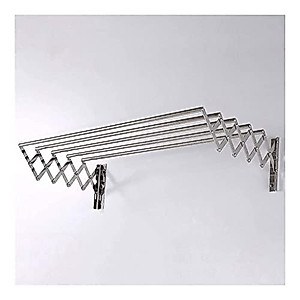 XMCX Wall Mounted Laundry Drying Rack 304 Stainless Steel 5 Rods Collapsible Dryer Towel Rack Home Folding Washing Line Clothes Airer Easy Storage for Indoor Outdoor (Size : 120cm/47.2in)