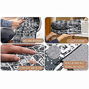 Leesentec Rugs Modern Non-Slip Soft Area Rugs for Living Room/Bedroom/Dining Room Carpet Floor Mat Home Decorative (Black/Grey, 2'7"×3'11")