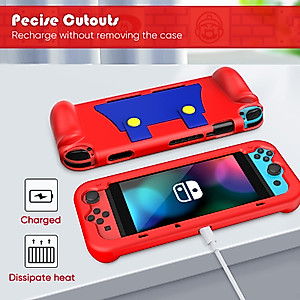 KENOBEE Silicone Case Compatible with Nintendo Switch 2017, Soft Lightweight Ergonomic Grip Protective Cover with Shock-Absorption and Anti-Scratch Design for Switch Console, Red