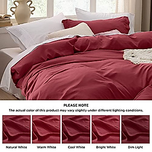 Bedsure Red Duvet Cover King Size - Soft Prewashed King Duvet Cover Set, 3 Pieces, 1 Duvet Cover 104x90 Inches with Zipper Closure and 2 Pillow Shams, Comforter Not Included