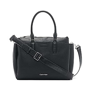 Calvin Klein Rita 2 in 1 Organizaional Satchel, Black/Silver