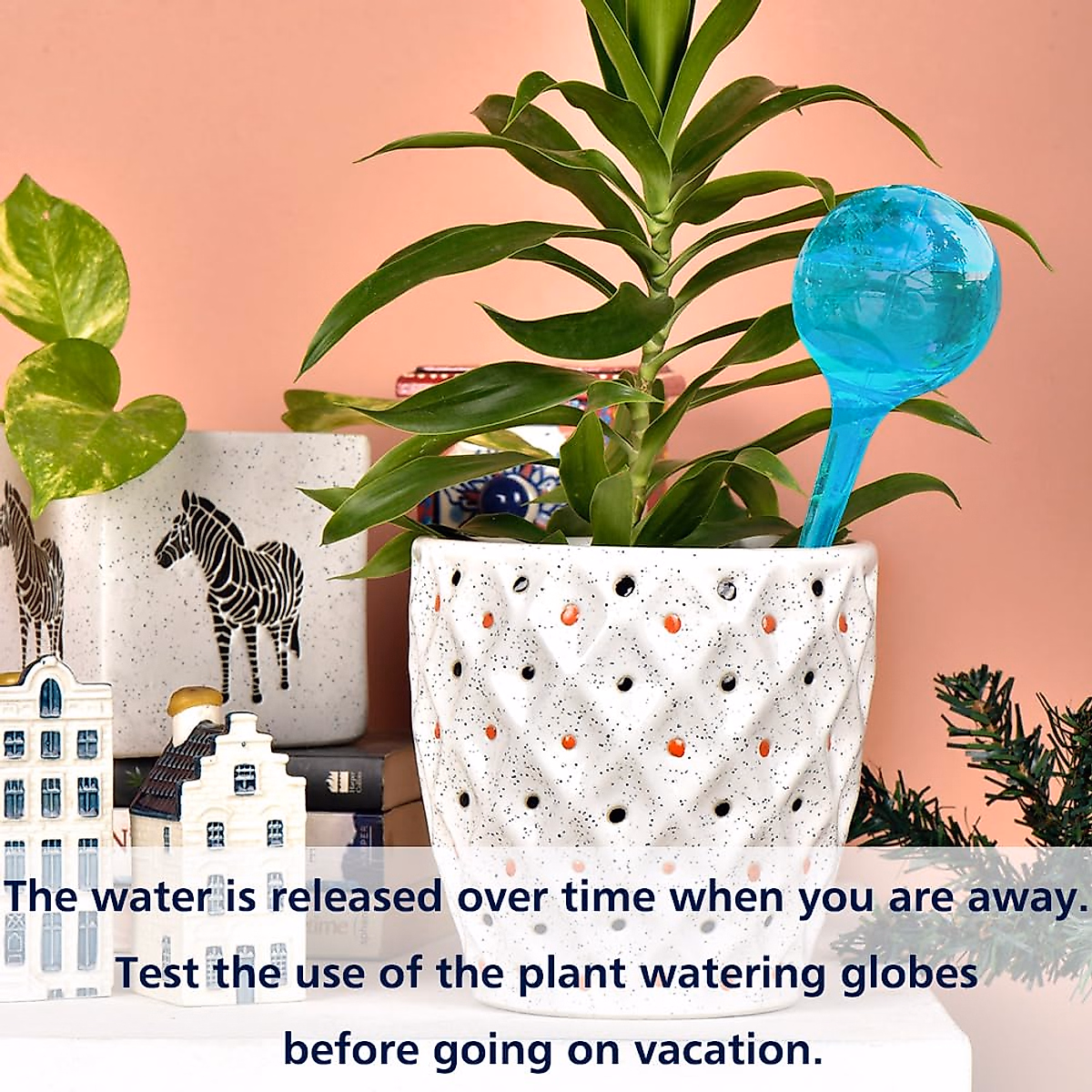 Logresy Plant Watering Stakes, Large 12pcs Flower Automatic Watering Bulbs, Plastic Plant Flower Self Watering Aqua Globes, Garden Self Watering Planter Insert for Daily Watering