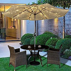 Patio Umbrella Lights, Solar Umbrella Lights with 200LEDs Warm White Lights, String Lights Waterproof Umbrella Pole Solar Lights Perfect for Garden Decor, Backyard, Pool and Beach