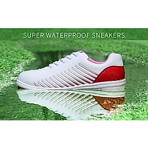 Ybberik Spikeless and Waterproof Golf Shoes for Women and Girls Red