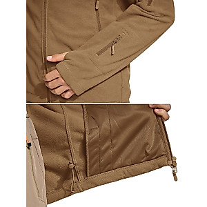 TACVASEN Tactical Hoodies for Men Windproof Fleece Hoodies Zip Up Mens Jacket Winter Warm Hoodie Hunting Brown