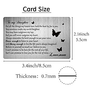 CREATCABIN to My Daughter Wallet Card from Mom Engraved Wallet Insert Inspirational Metal Wallet Card Mini Love Notes Gift for Women Her Birthday Graduation Wedding Christmas