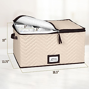 Hold N Storage Set of 2 Wine Glass Storage with dividers - Each Holds 12 standard size wine glasses up to 10" H - Stemware Storage Case, Durable Quilted Glasses Storage Organizer With Carry Handles