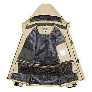 WULFUL Men's Waterproof Ski Jacket Warm Winter Snow Coat Mountain Windbreaker Hooded Raincoat