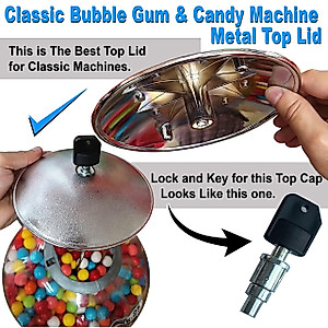 Classic Gumball Machine Top Lid - Metal Lid for Classic Bubble Gum & Candy Machine, Top Cover for Gumball Vending Machine. Metal Top Cap Compatible with Titan Classic Gumball Machines Replacement Part