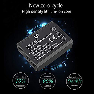 LP-E10 Battery Rechargeable, LP Charger Compatible with Canon EOS Rebel T7, T6, T5, T3, T100, 4000D, 3000D, 2000D, 1500D, 1300D, 1200D, 1100D & More (Not for T3i T5i T6i T6s T7i)