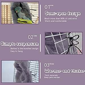 Corner Fleece Bird Blanket,Bird Blanket for Cage,Cozy for Birds,Parrot Cage Snuggle Hut Warm Bird Nest House Bed for Parrots,Small Conures, Lovebirds and Cockatiels M