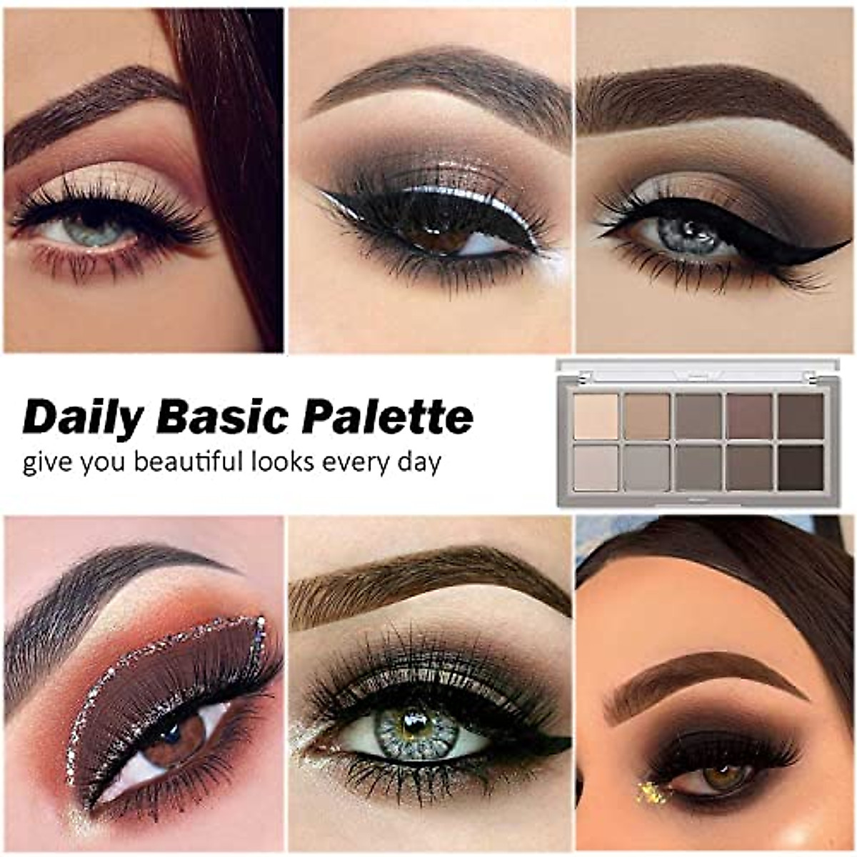 Eyeshadow Palette, 10 Colors Nude Eyeshadow Palette Smooth Matte Eye Makeup Palette,High Pigmented, Naturing-Looking, Ultra-Blendable,Long Lasting High ​Pigment Nude Matte Eyeshadow with 6 Eyeshadow Brush (04#)