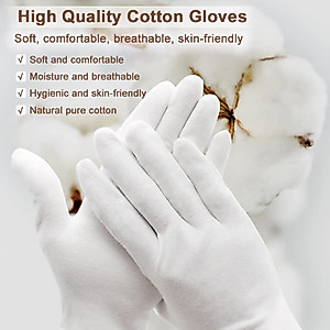 100% White Soft-Hand Cotton Moisturising Gloves Work Gloves, Extra Large (12 Pairs)