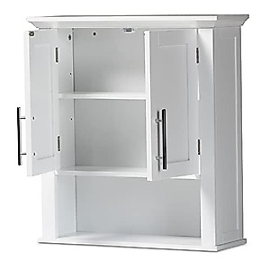 Baxton Studio Turner White Finished Wood 2-Door Bathroom Wall Storage Cabinet