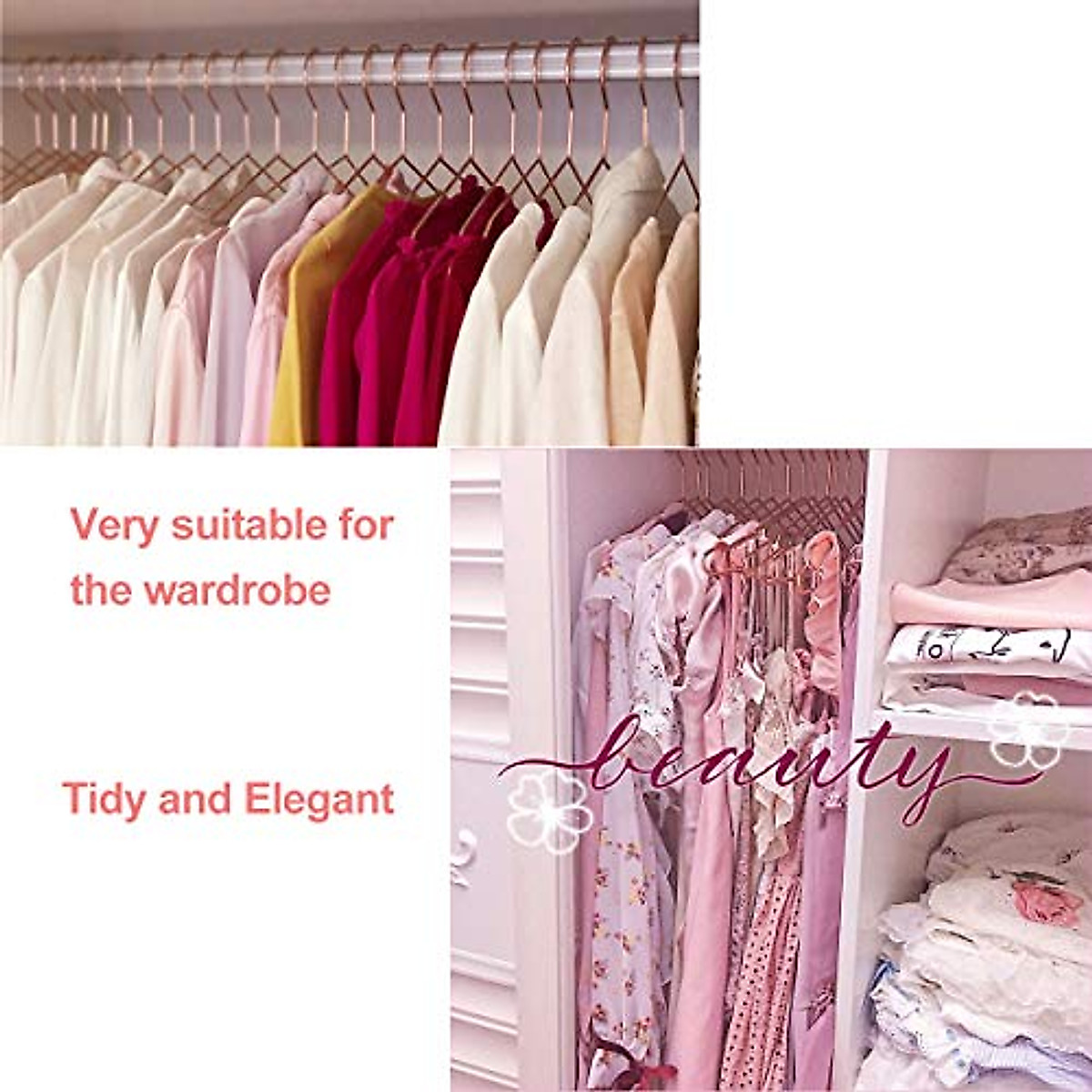 CertBuy 30 Pack Strong Metal Hanger 16.5 Inch, Metal Wire Clothes Hangers Coat Hanger Standard Hangers with Anti-Slip Grooves for Everyday Use, Rose Gold