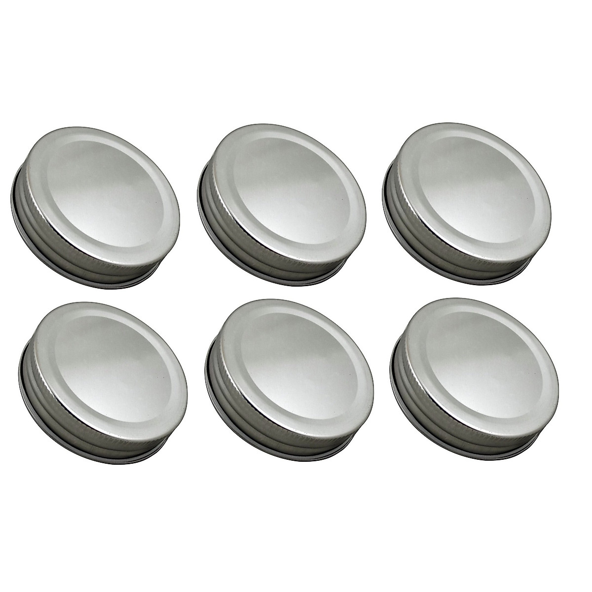 Sunshine Mason Co. One Piece Mason Jar Lids 6 Pieces, Silver