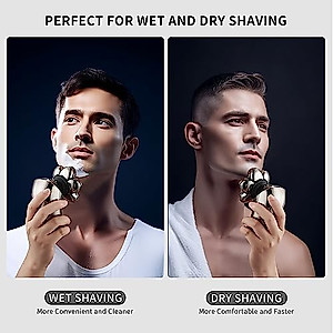 UPTARD Electric Head Shavers for Men, Bald Razor Men,Head Shaver with Nose Hair Sideburns Trimmer, LED,Travle Lock (Silver) 7.17×4.2×4.41 (HT1699)