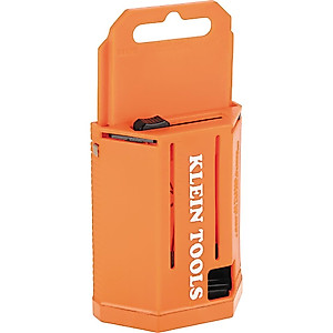 Klein Tools 44125 Utility Knife Blade Dispenser with 50 Triple Ground Replacement Blades for Long-Lasting Sharpness