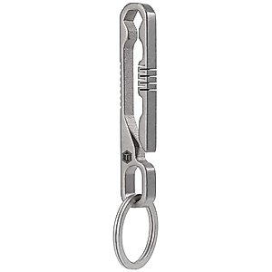 KeyUnity KM07 Titanium Keychain Pocket Clip, 2-in-1 Key Ring Holder for Belt with Hex Bit Driver, Portable Hanging Buckle for Men & Women Everyday Carry (Sandblasted)