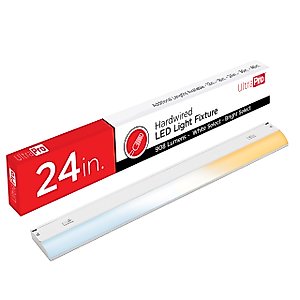 UltraPro 24 inch Hardwired Under Cabinet Lights, 3 Color Settings - 2700K/4000K/5000K - Warm White, Cool White, and Daylight, Under Cabinet Lighting, Dimmable Under Counter Lights for Kitchen, 45368