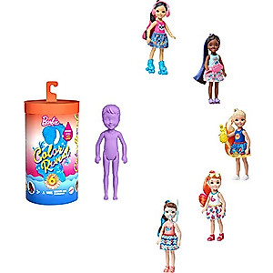 Barbie Color Reveal Chelsea Doll with 6 Surprises: Water Reveals Doll’s Look & Creates Color Change on Hair; 4 Mystery Bags Contain a Surprise Detachable Ponytail, Skirt, Shoes & Accessory