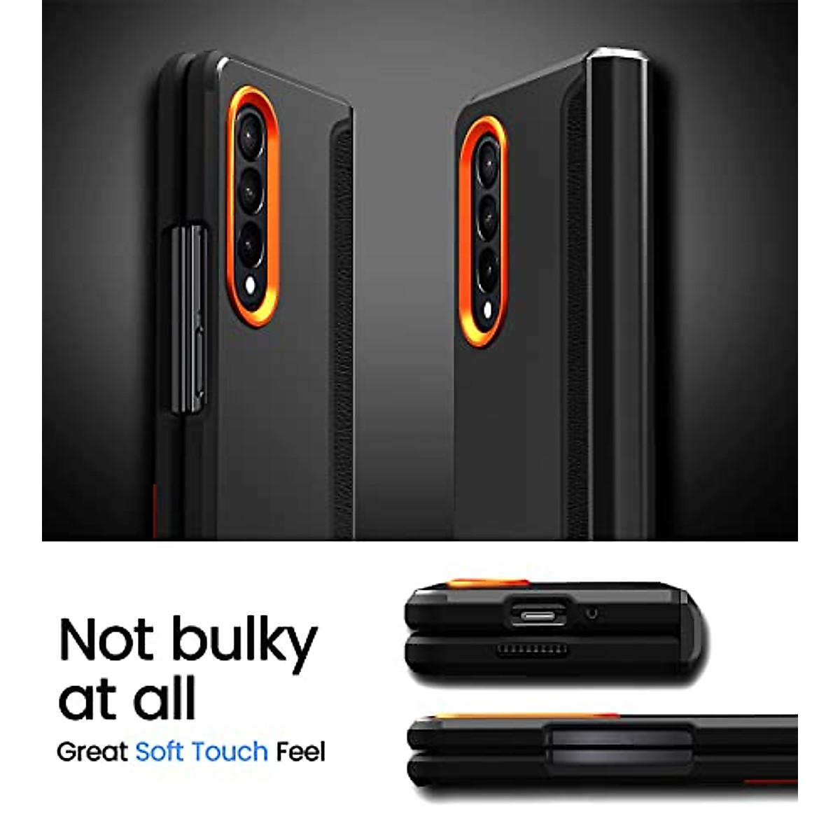 X-FOUR Galaxy z fold 3 case - Magnetic Soft Case Compatible for Samsung Galaxy Z Fold 3 Case 5g Hinge Protection Full Body Dual Layer Shockproof Smartphone Protective Cover No Adhesive, Red