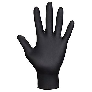 SAS Safety 66518 Raven Powder-Free Disposable Black Nitrile 7-Mil Gloves, Large, 100 Gloves by Weight