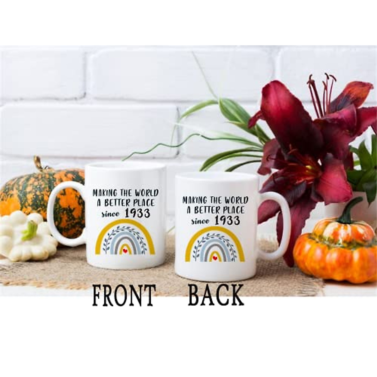 Qsavet 90th Birthday Gifts for Women, Making The World A Better Place Since 1933 Coffee Mug, 90th Birthday Mugs, 1933 Birthday Gifts, 90 Year Old Birthday Gift Ideas for Men 11oz Novelty Tea Cup