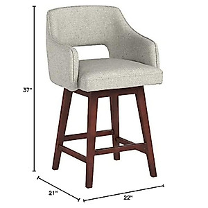 Amazon Brand – Rivet Malida Mid-Century Modern Open Back Swivel Kitchen Counter Height Stool, 37"H, Felt Grey