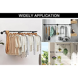 Livabber Industrial Pipe Clothes Rack, Heavy Duty Detachable Iron Garment Rack Wall Mounted, Rustic Saving Space Clothes Bar Multi-Purpose Hanging Rod for Bedroom, Closet, Black (60 Inch)