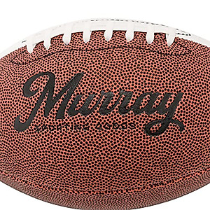 Murray Sporting Goods Autograph Football with Stand - Two White Panels Signature Ready Display Trophy Case Signable Regulation Size Full 12 Inch