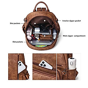 YIQUN Backpack Purse for Women, Leather Purse Backpack Shoulder Bag Designer women backpack Travel Backpack with Belt Bag