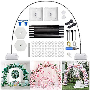 Balloon Arch Kit, Adjustable Balloon Arch Holder Stand with Base, Including Water Fillable Bags, Balloons Clips, Pump and Knotters, Party Decoration Frame for Wedding Baby Shower Birthday Christmas