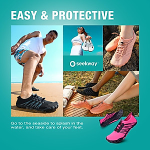 SEEKWAY Water Shoes Sports Quick-Dry Barefoot Aqua Beach Pool Lake Swim Boating Hiking Surfing Men Women Rose red SP001