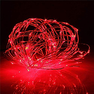 Dolucky Solar String Lights Outdoor, 1Pack 72ft 200 LED Red Solar Fairy Lights, Waterproof Solar Powered Copper Wire String Lights for Yard Home Holiday Party Decor (RED)