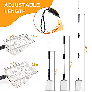 Polarduck Cat Litter Scoop for Litter Box: Long Handle Metal Cat Poop Scooper Extendable Heavy Duty & Non-Stick with Extra Small Kitty Litter Scoop & Litter Scoop Holder | Chicken Coop Pooper Scooper