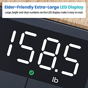 Etekcity Scale for Body Weight, Digital Bathroom Scale for People, Accurate to 0.02kg/0.05lb & Large LED Display, Weight Verification, Tempered Glass, 400 lbs