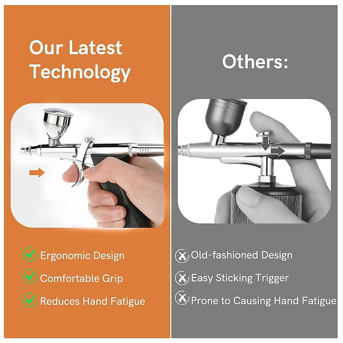 Airbrush kit, Airbrush Gun, Dual-Action Air Brush Set, Trigger Air Brush Spray Gun with 0.3, 0.2, 0.5mm Needles, 3 Sets Nozzles, Air Cap, Paint Cup, Air Hose, for Painting Nails Cake Tattoo Makeup