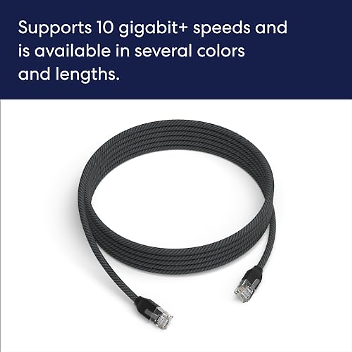 Amazon eero CAT6a Ethernet cable - Supports 10 gigabit+ speeds, 10 foot, 1-pack, Titanium Black